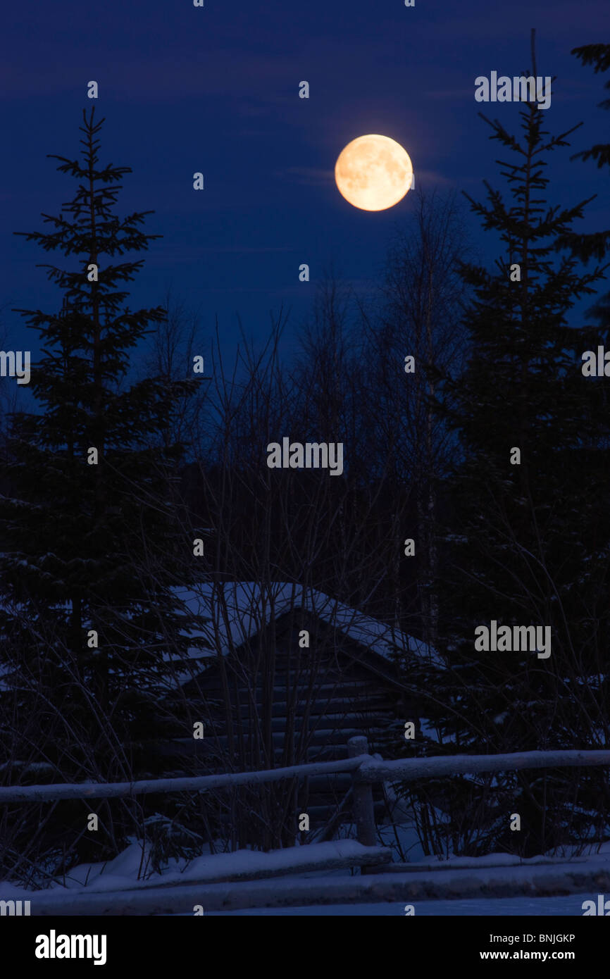Genre Calm Finland Scandinavia Full moon Moon Nature Night Scenery ...