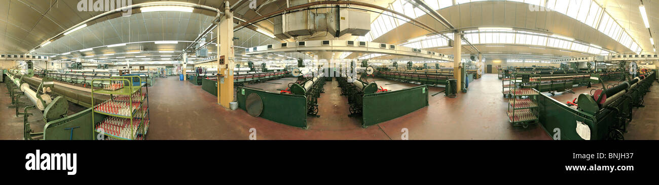 Factory textile textiles cloth clothes panoramic view panorama inside ...