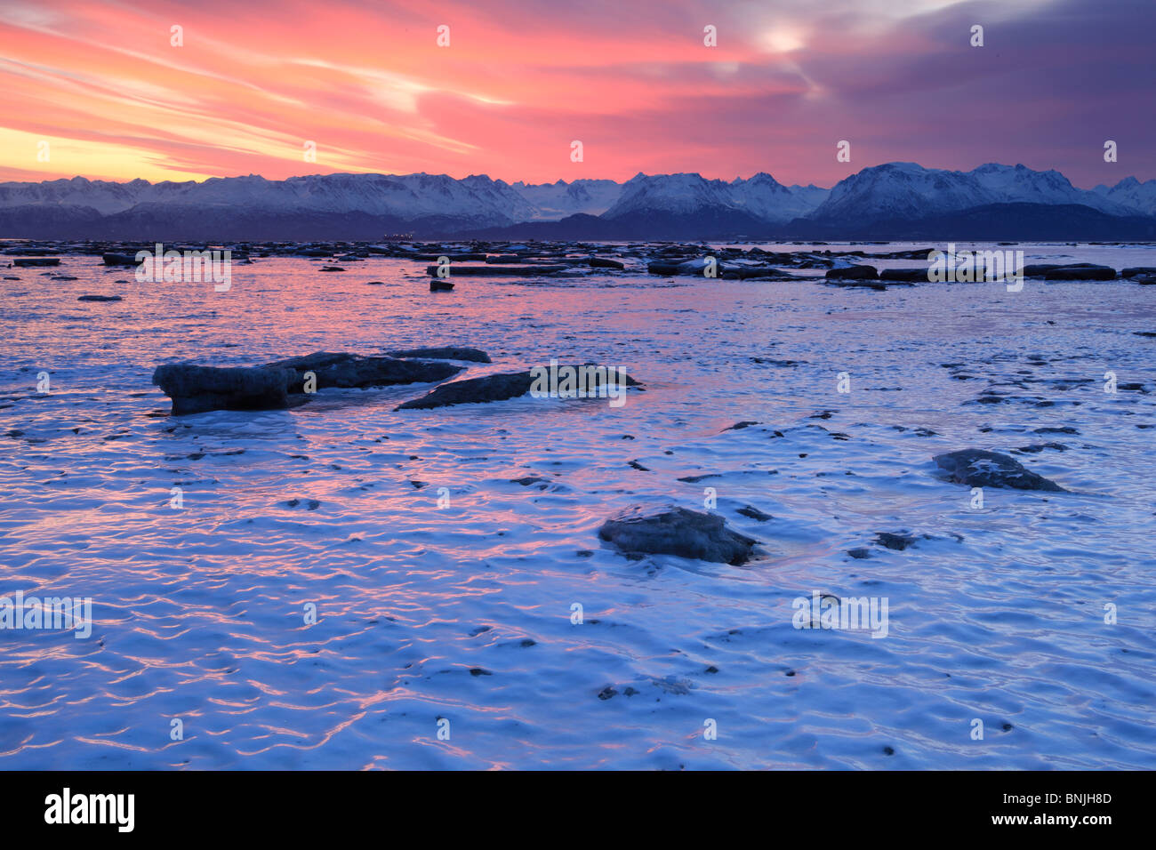 Alaska mountains bay dusk twilight ice floes freedom liberty sky heaven ...