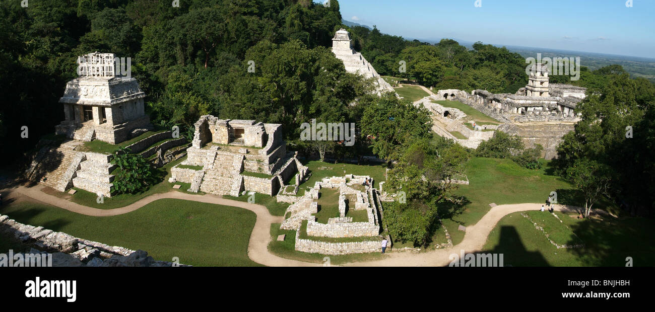 Mexico Chiapas Palenque Maya pyramid ruins panorama solar temple ...