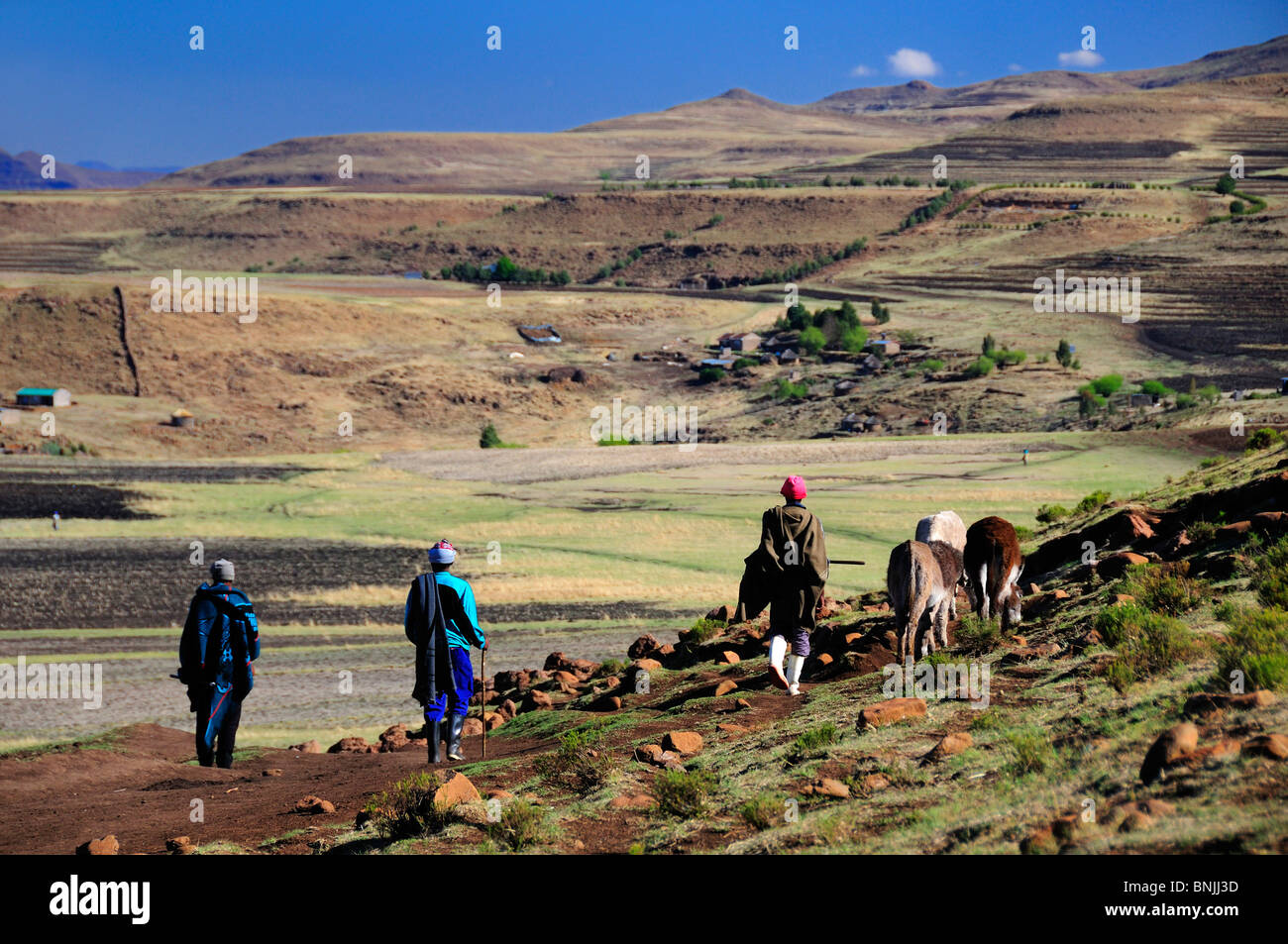 Basotho people local locals native natives near Semonkong Lesotho ...