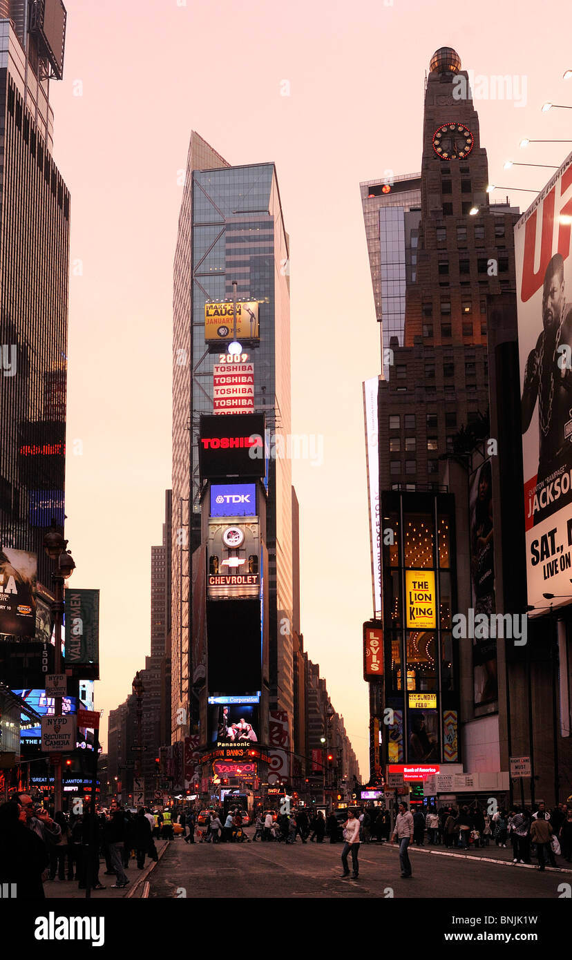 Times Square Midtown Manhattan New York USA evening lights city travel ...