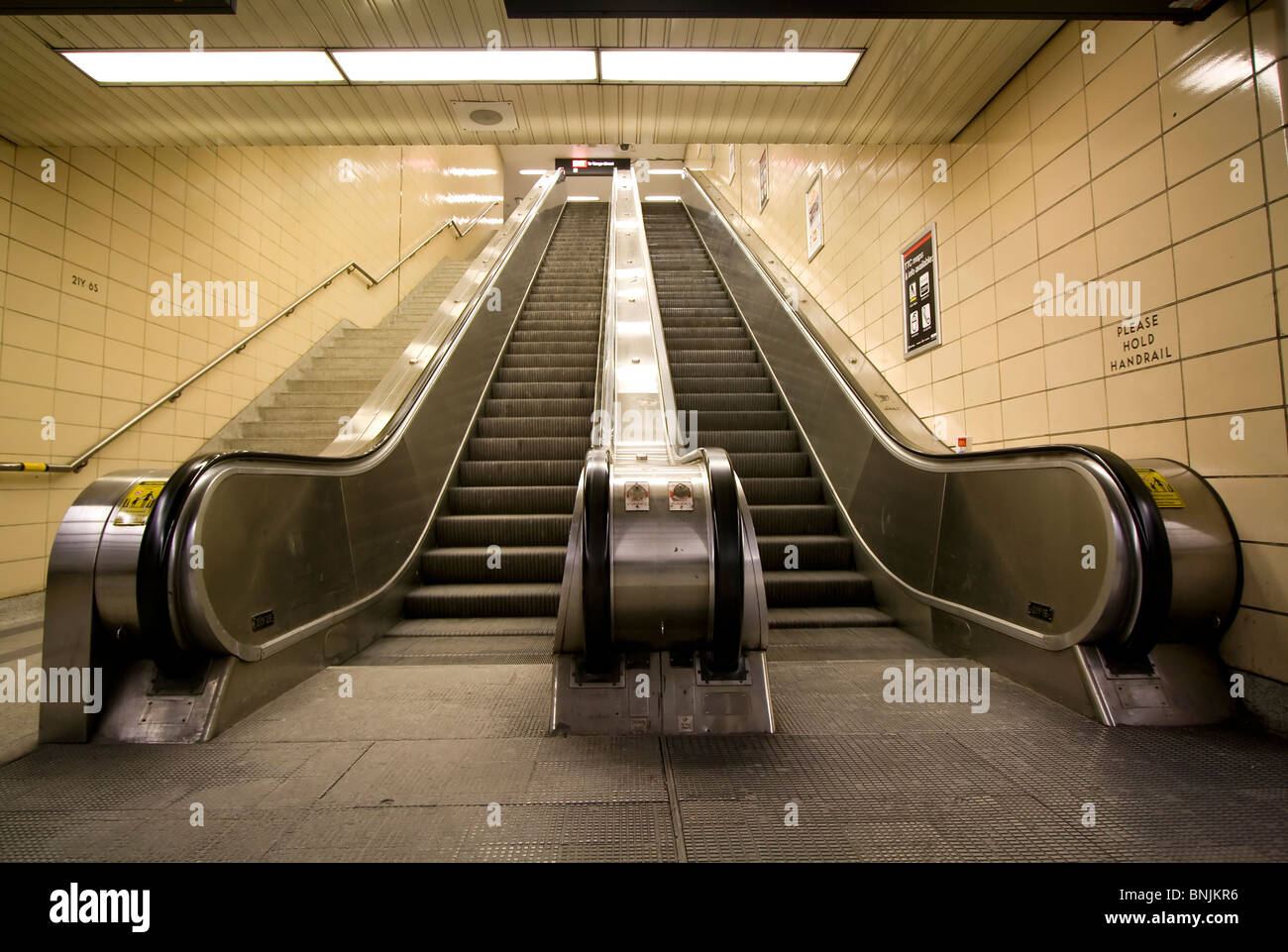 Escalator and Stairs in Subway Station Stock Photo - Alamy