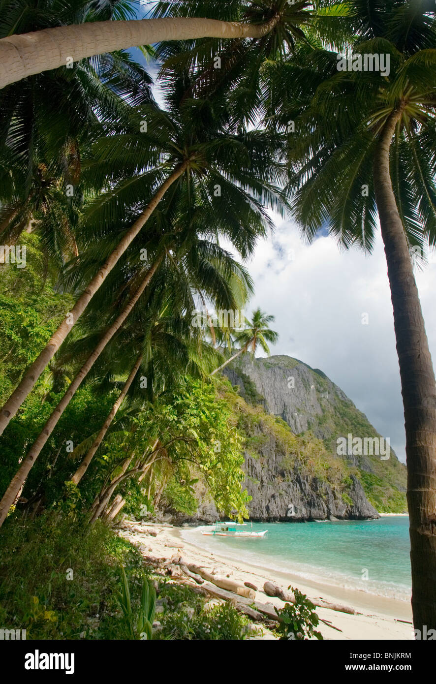 Beautiful isolated beach on a small tropical island in the Bacuit ...