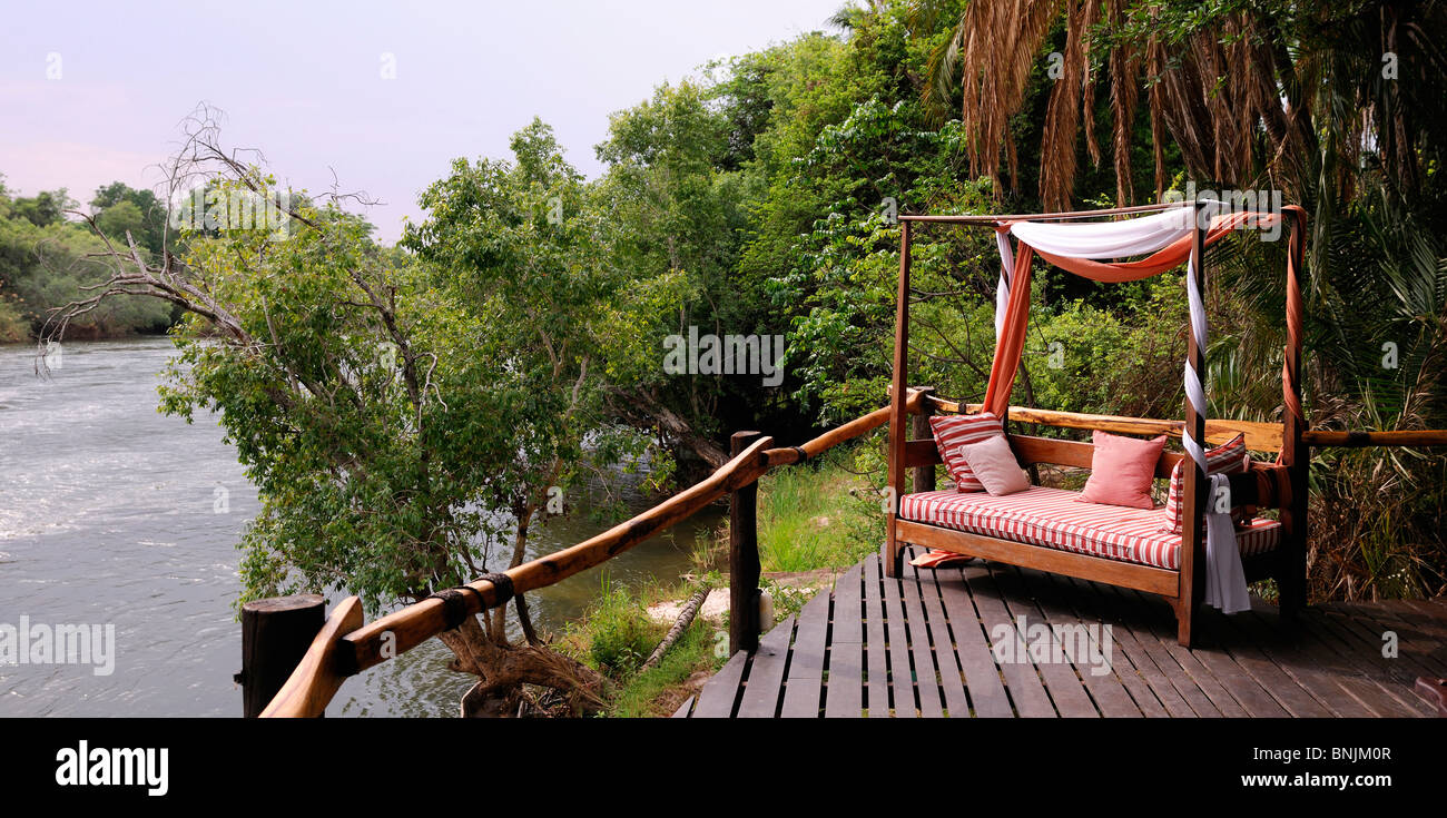 Deck Ntwala Island Lodge Zambezi River Kasane Caprivi Namibia Africa ...