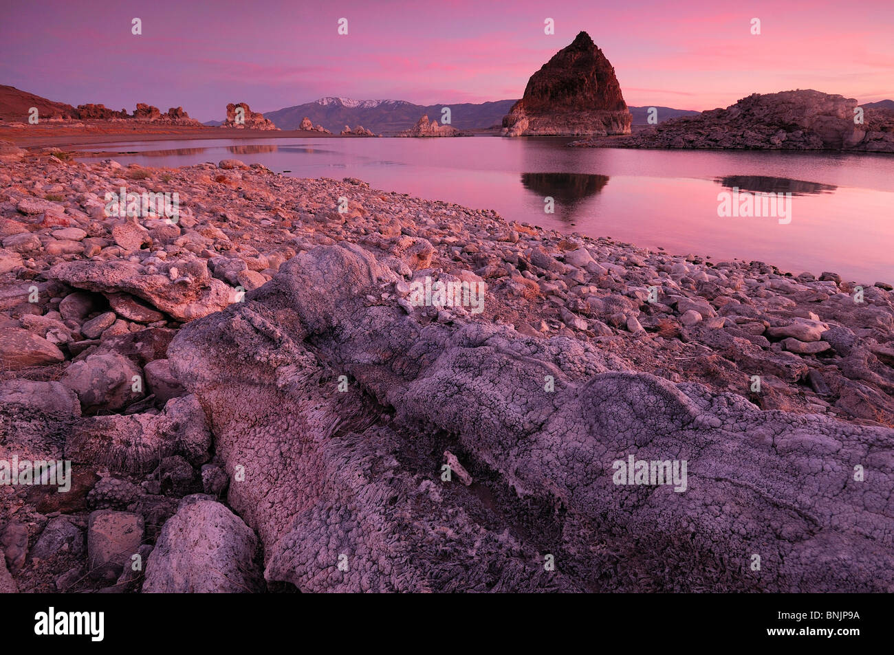 Pyramid Pyramid Lake sunset Pyramid Lake Indian Reservation Nevada USA ...