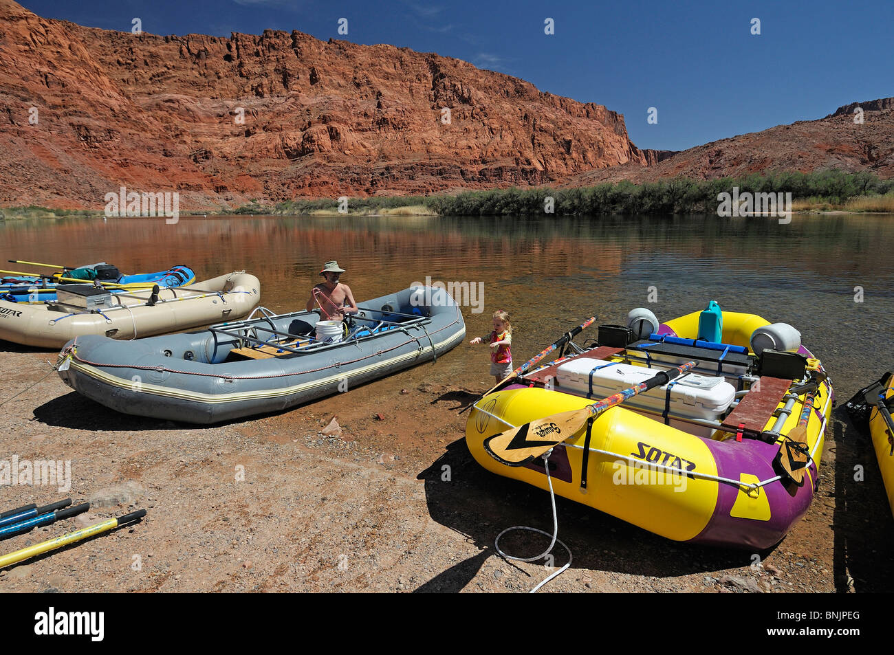 Rafter boats Colorado River Lees Ferry Glen Canyon National Recreation ...
