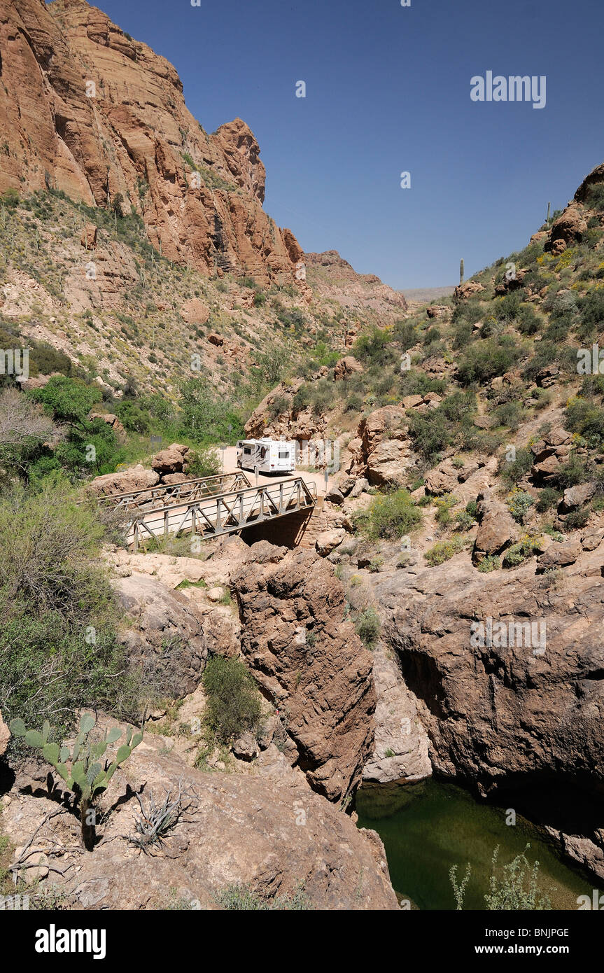 Roadbear RV Camper caravan gravel road Apache Trail near Tortilla Flats ...