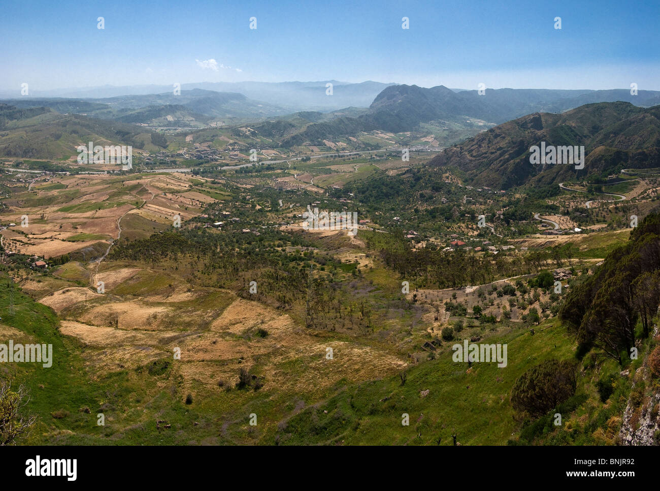 Gerace Calabria Mediterranean Italy view hill scenery scanty Stock ...