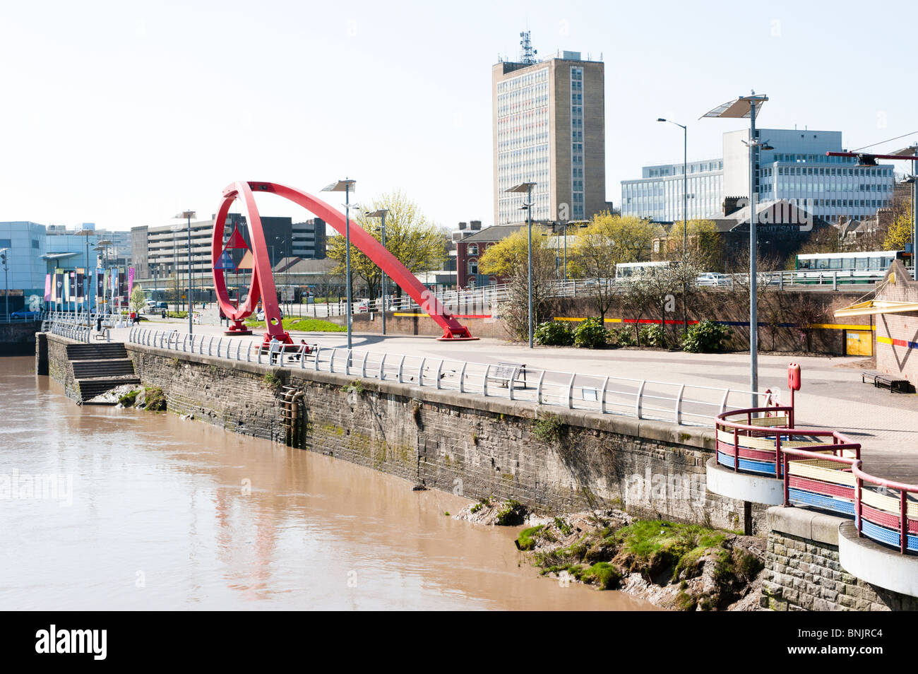 Steel Wave sculpture on the riverfront in Newport Stock Photo - Alamy
