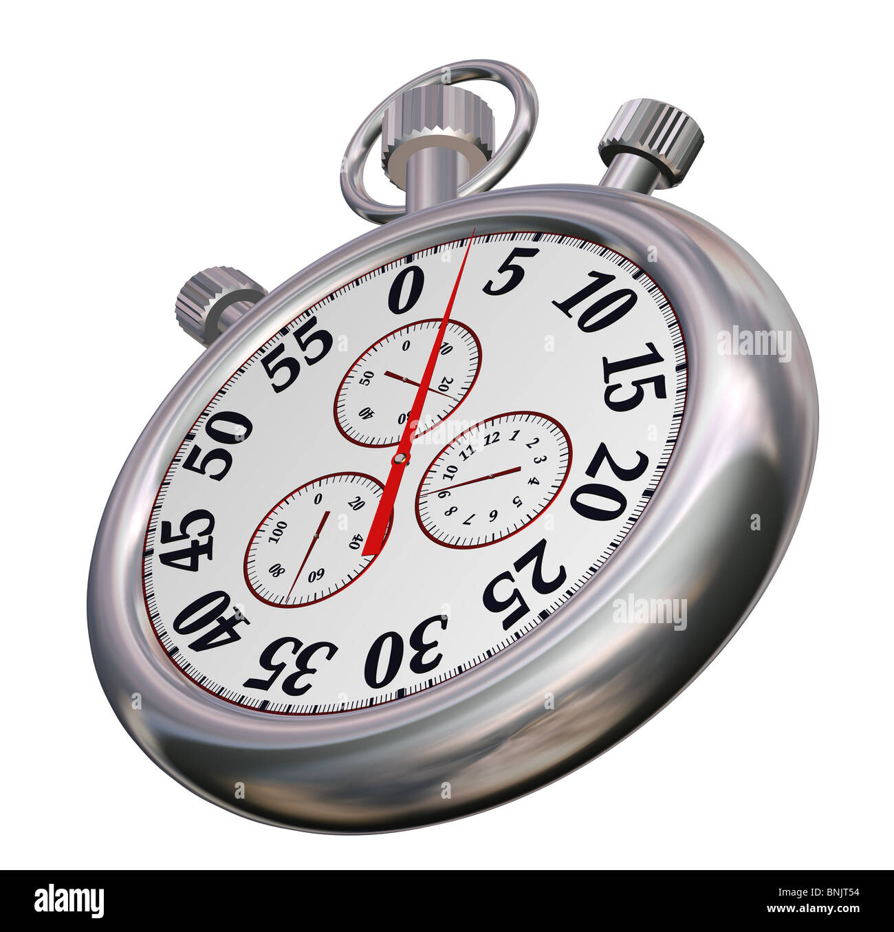 Chrome sport Stopwatch on white with patch Stock Photo - Alamy