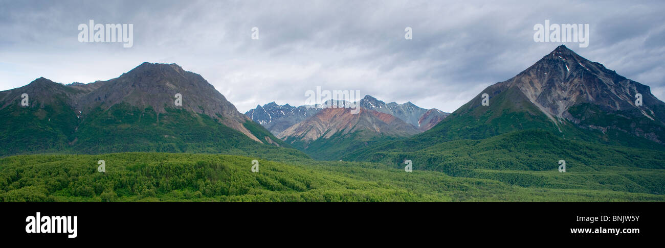 matanuska river, chugach mountains, alaska, highway 1 Stock Photo - Alamy
