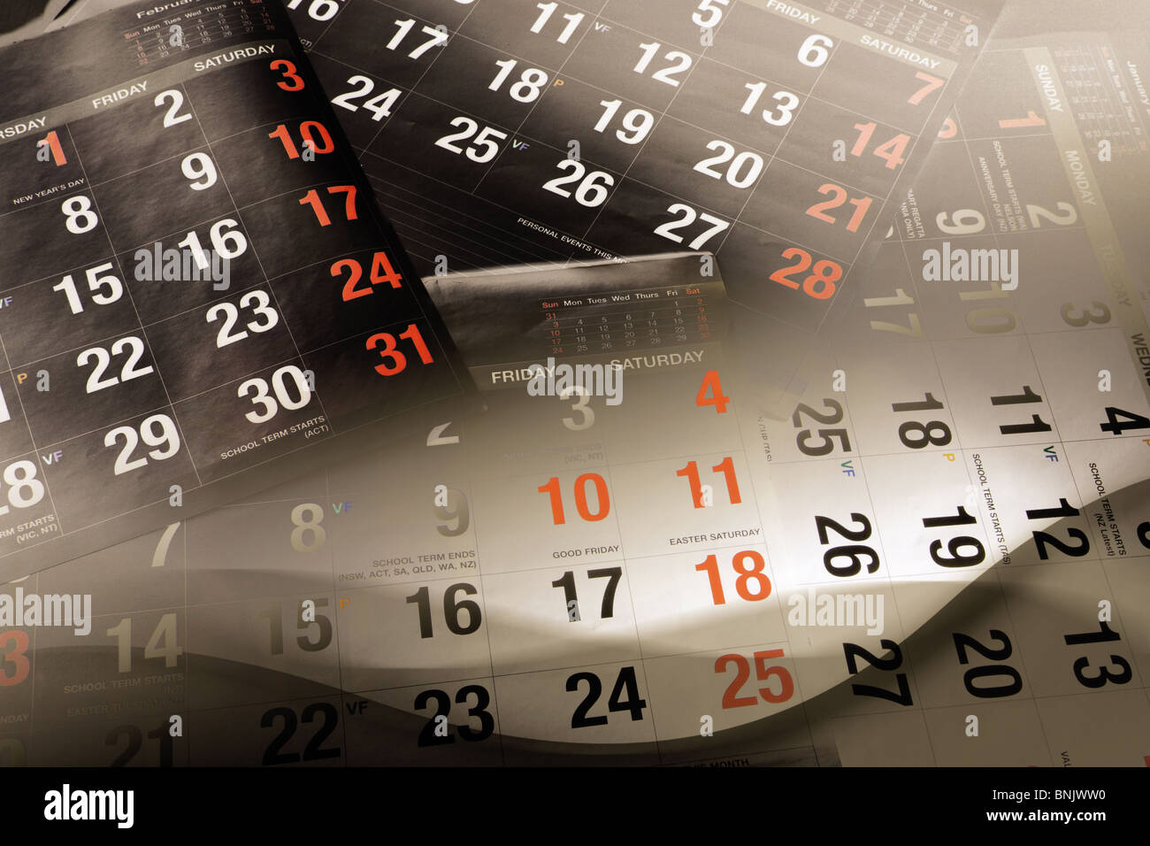 Pages of Calendar Stock Photo - Alamy
