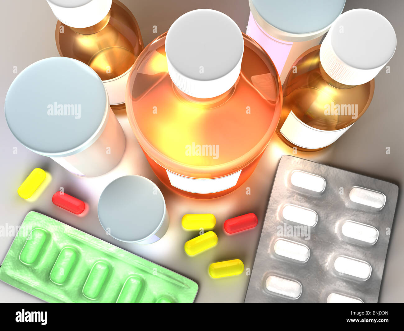 Set of different medicine in one place as complete treatment Stock ...