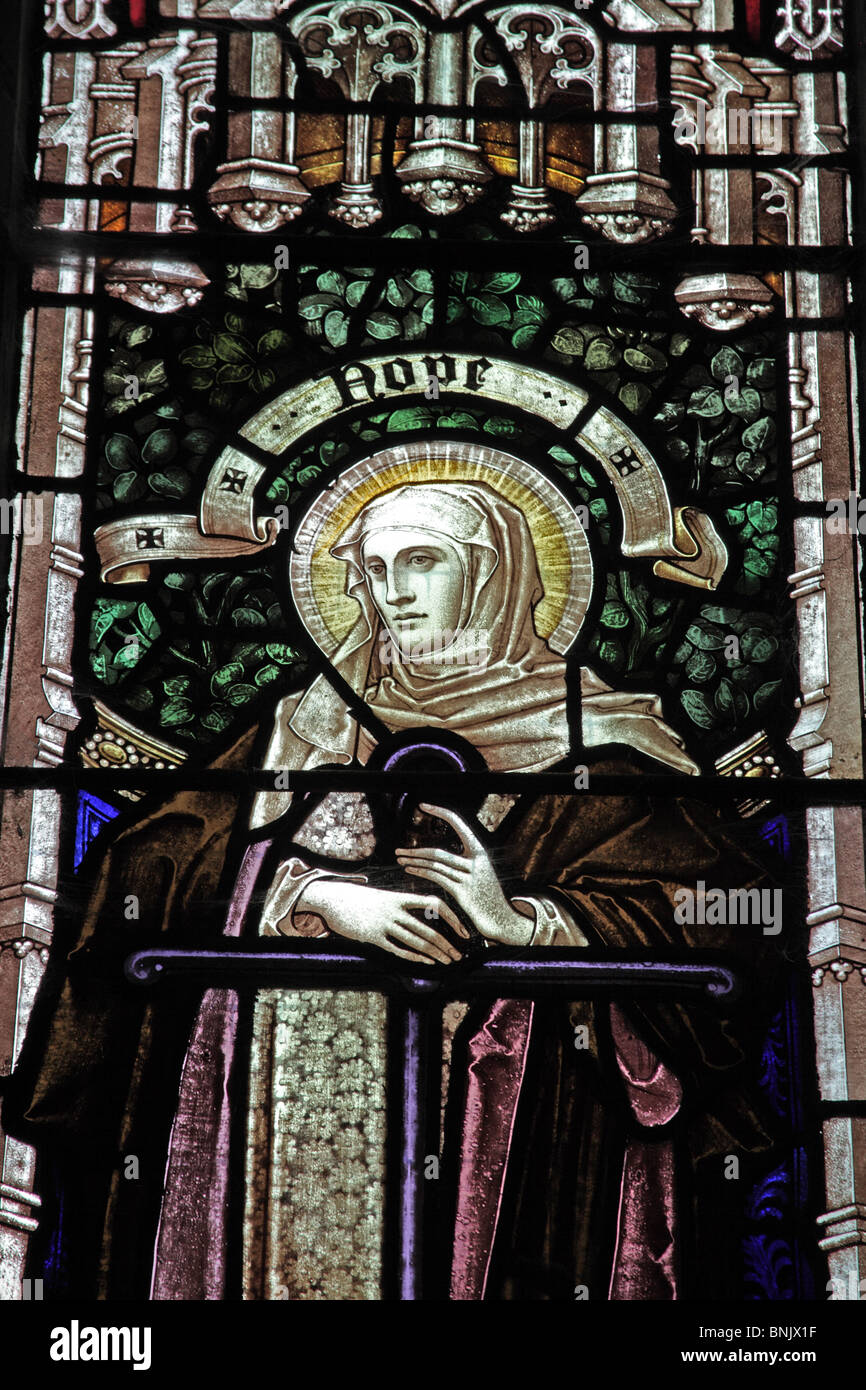 A stained glass window depicting Hope, Parish Church of St James the ...