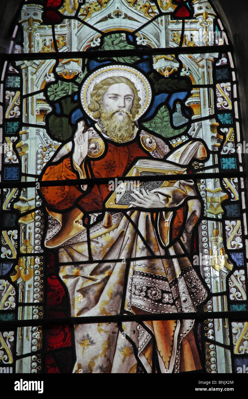 A stained glass window depicting Saint Matthew, Parish Church of St ...