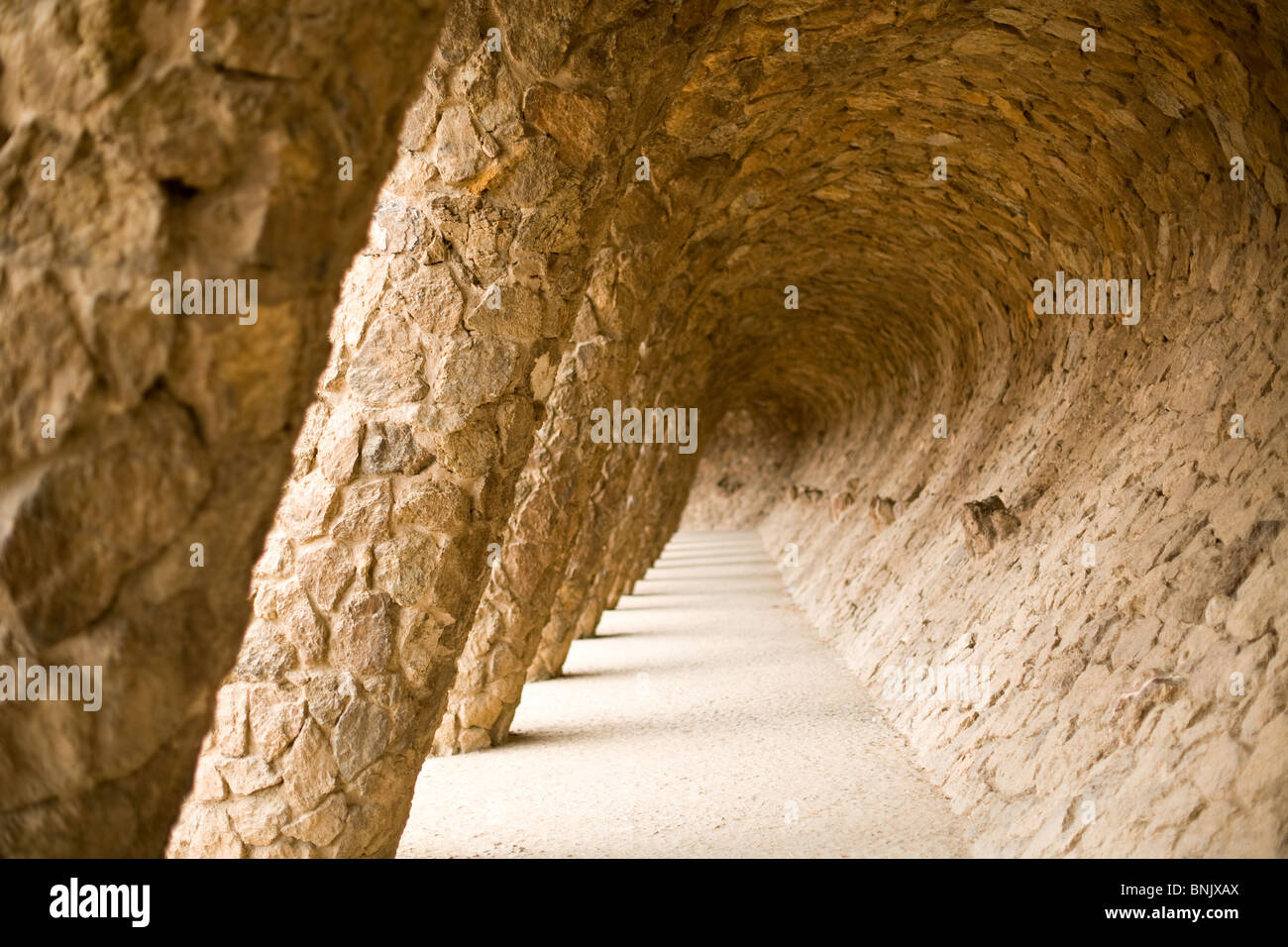 Detail of a pathway in park guell, a park designed by Antoni Gaudi ...