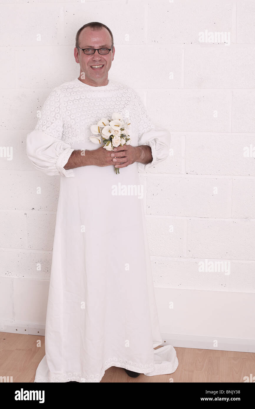 Man Wearing Wedding Dress