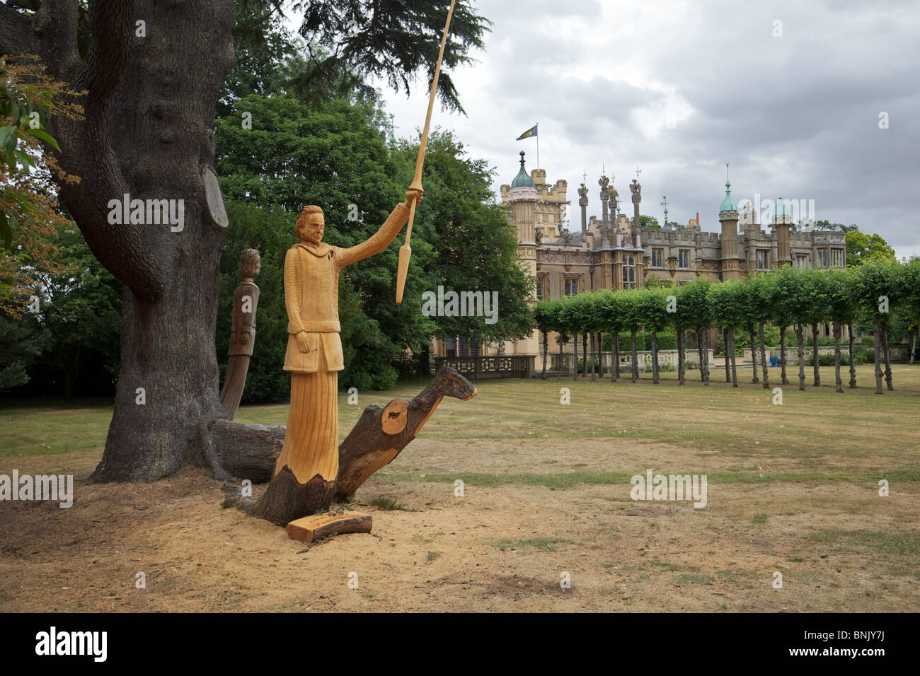 Knebworth House, Hertfordshire, England with the figure Lord David ...