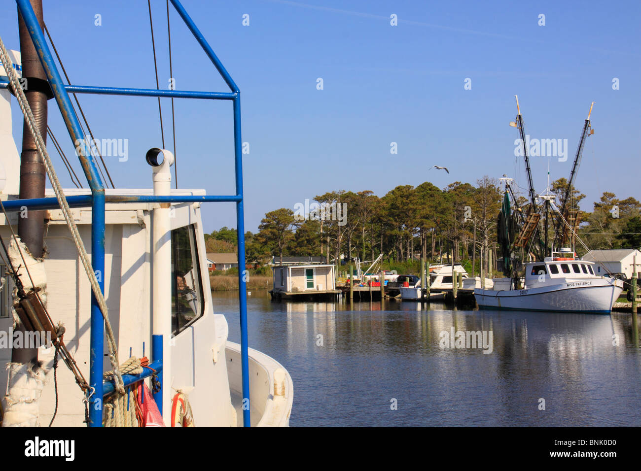 Fishing boats in harbor at Atlantic, North Carolina, USA Stock Photo ...