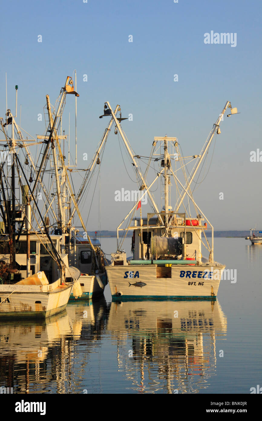 Fishing boats docked at harbor in Beaufort, North Carolina, USA Stock ...