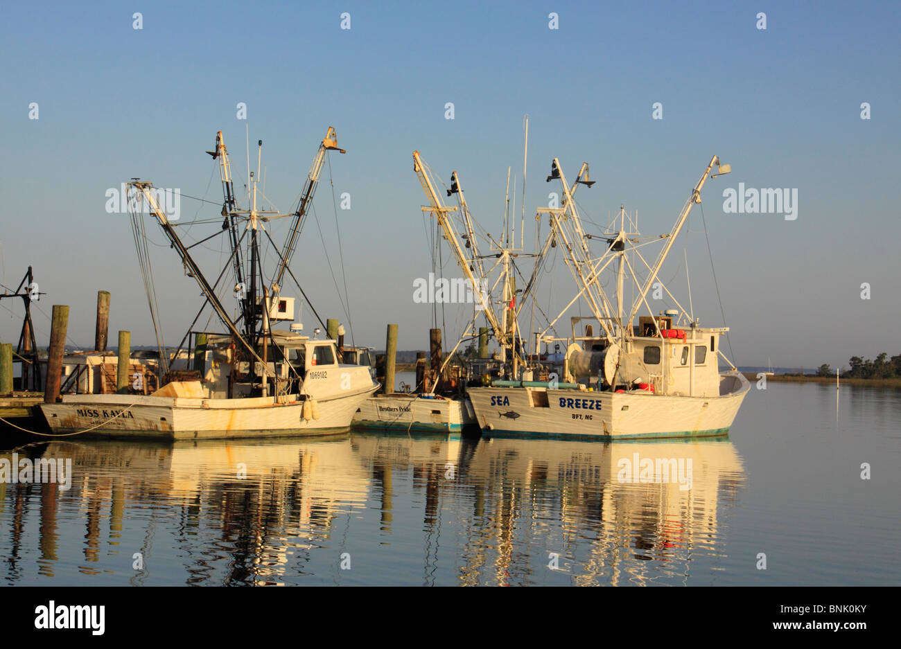 Fishing boats docked at harbor in Beaufort, North Carolina, USA Stock ...