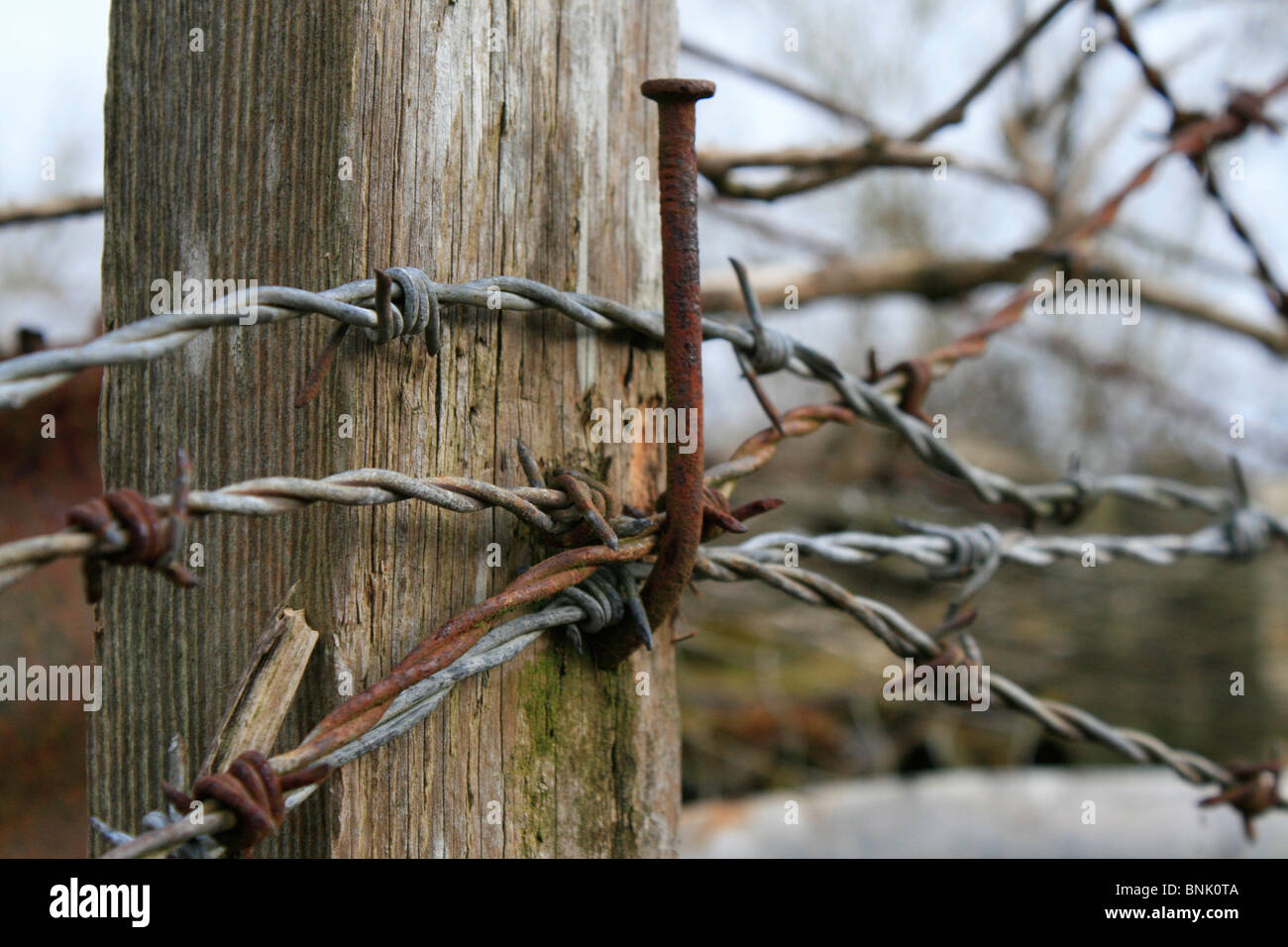Barbed wire signage hi-res stock photography and images - Alamy
