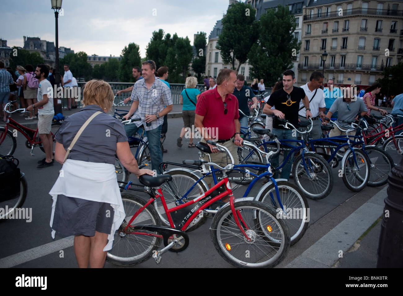 Paris Bicycle Tour, Adult Tourists Cycling Visiting on "(Pont Saint ...