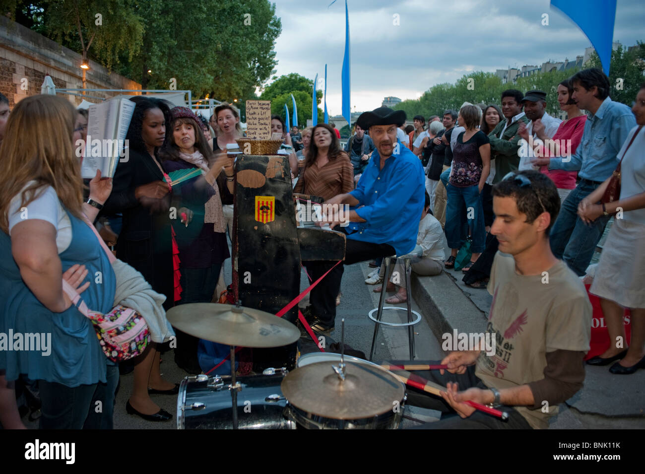 Paris, France, french crowd diverse People, at Public Events, Musicians ...