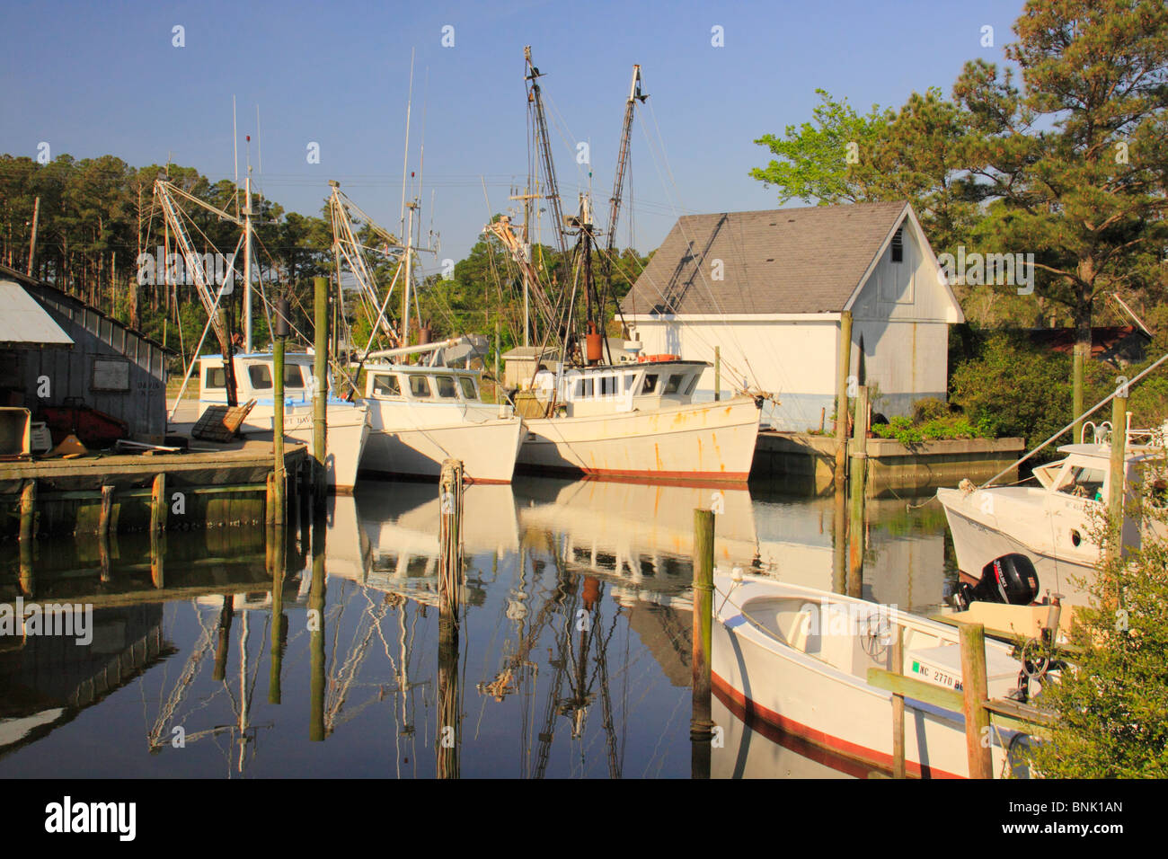 Fishing boats in harbor at Davis, North Carolina, USA Stock Photo - Alamy