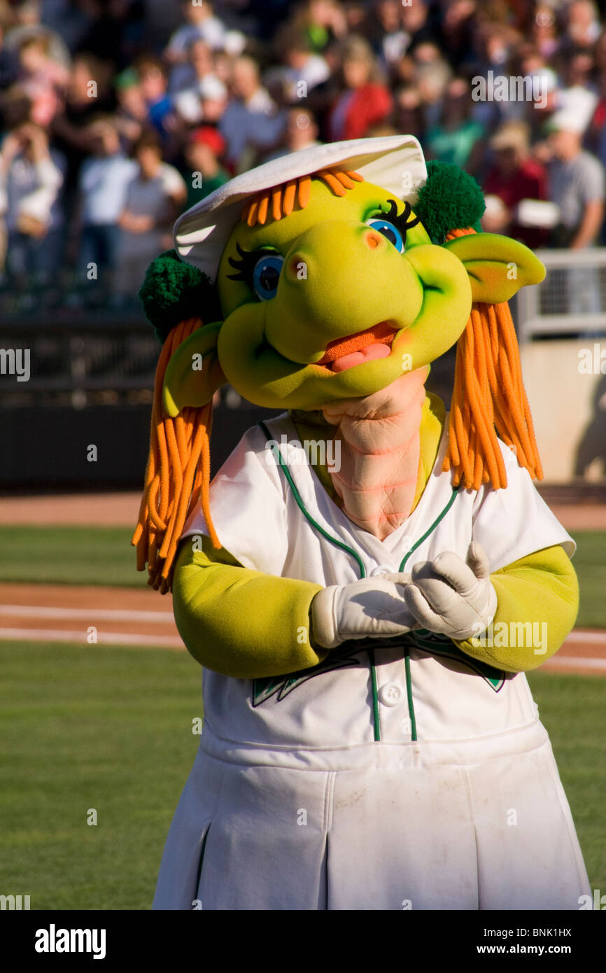Gem the dragon mascot of the Dayton Dragons. At baseball game at Dayton ...