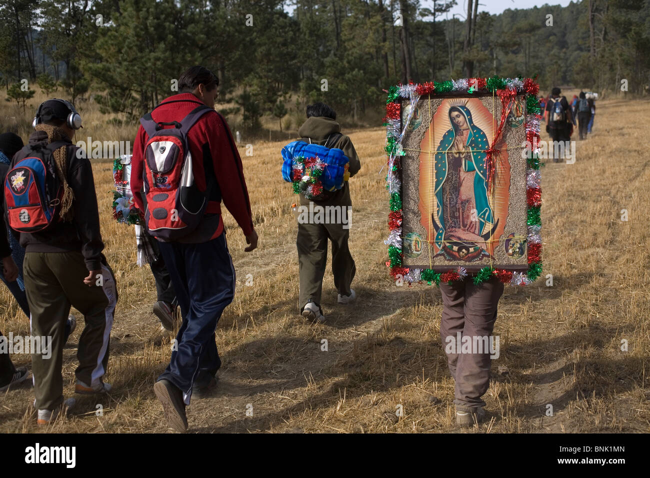 Pilgrims walk to the Virgin of Guadalupe Basilica on the outskirts of ...