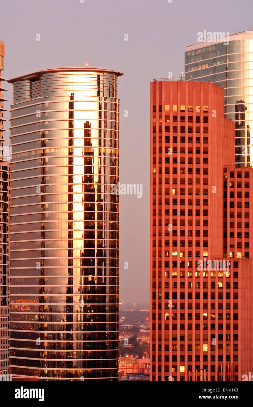 Texas, Houston. Downtown high-rise nightscape night skyline Stock Photo ...