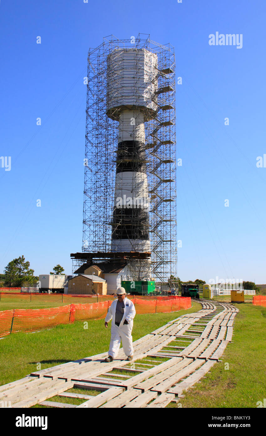Bodie Island Lighthouse under restoration, Cape Hatteras National ...