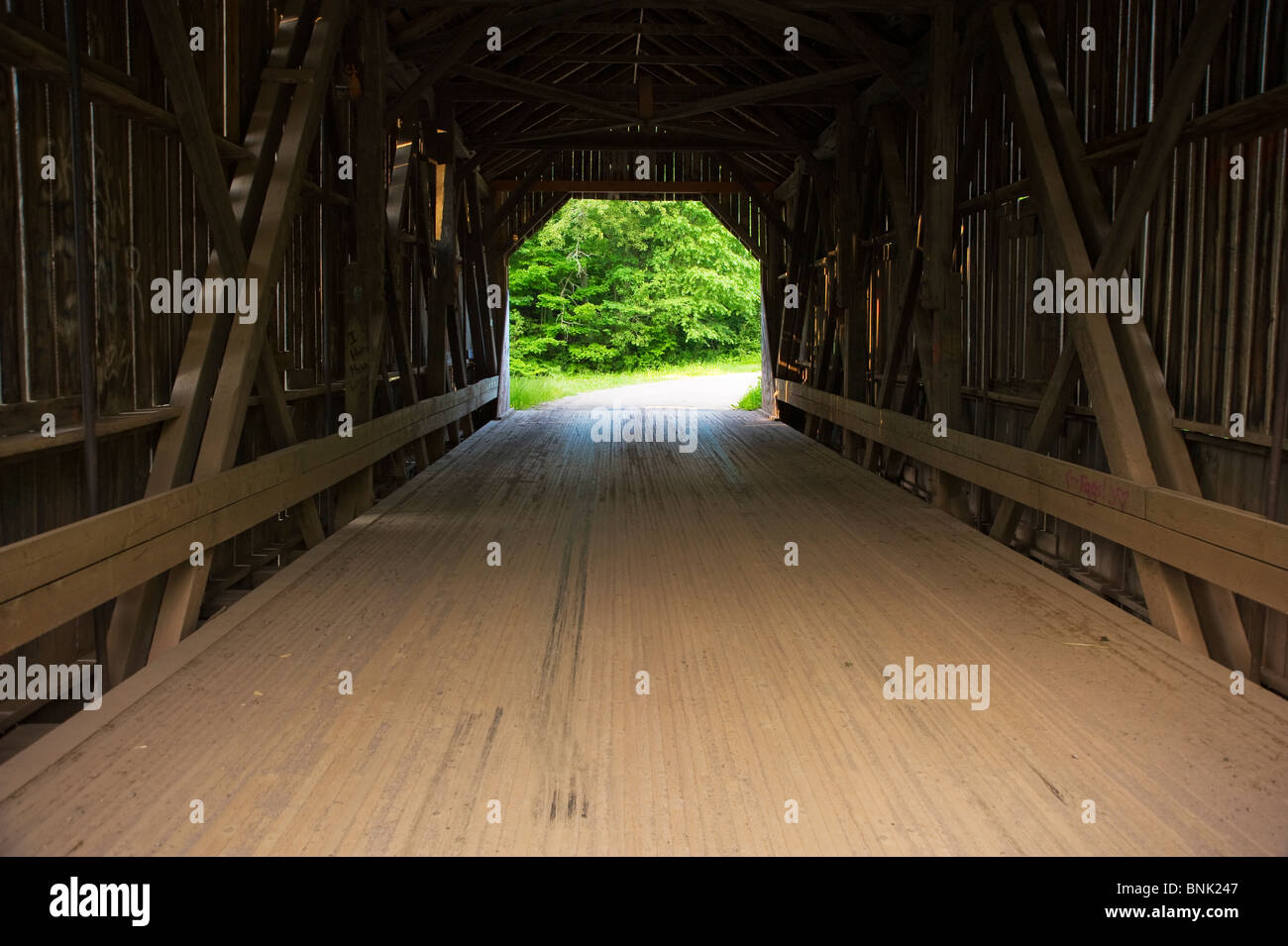 The inside structure of a wooden covered bridge Stock Photo - Alamy