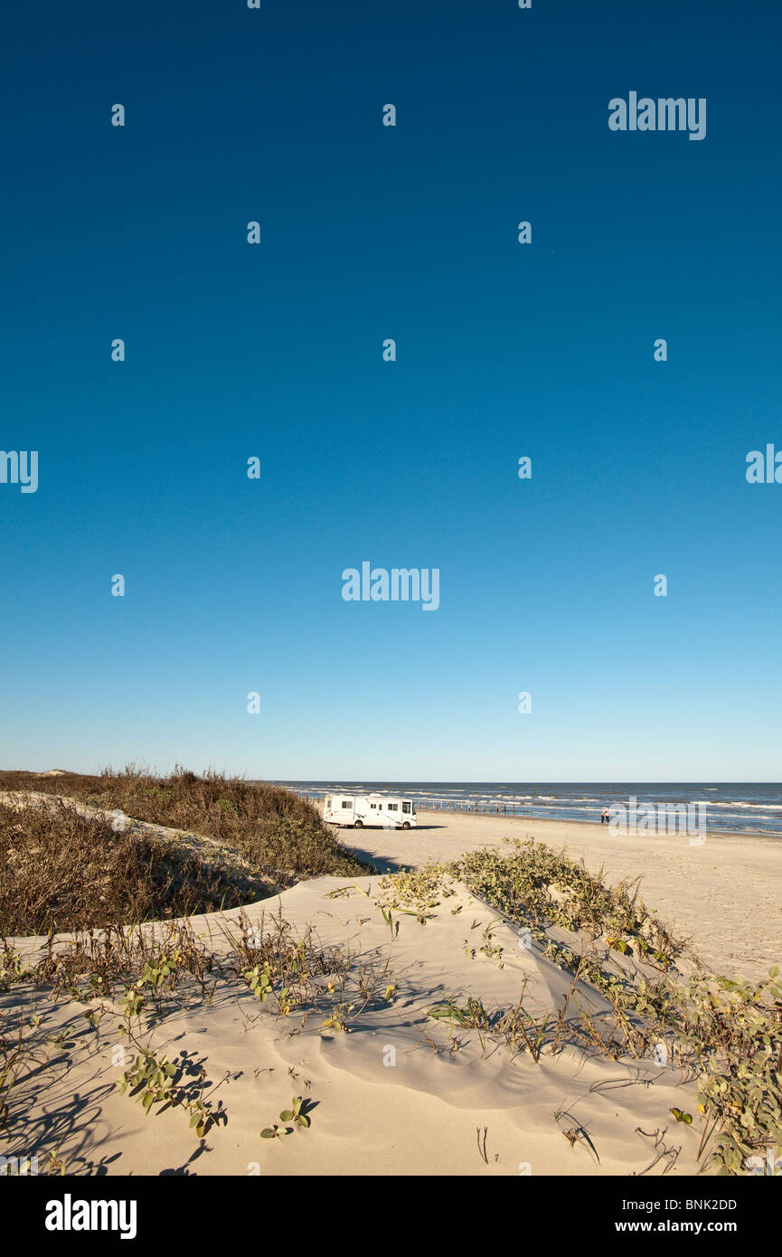 Texas, Padre Island. RV campers in Padre Island National Seashore Stock ...