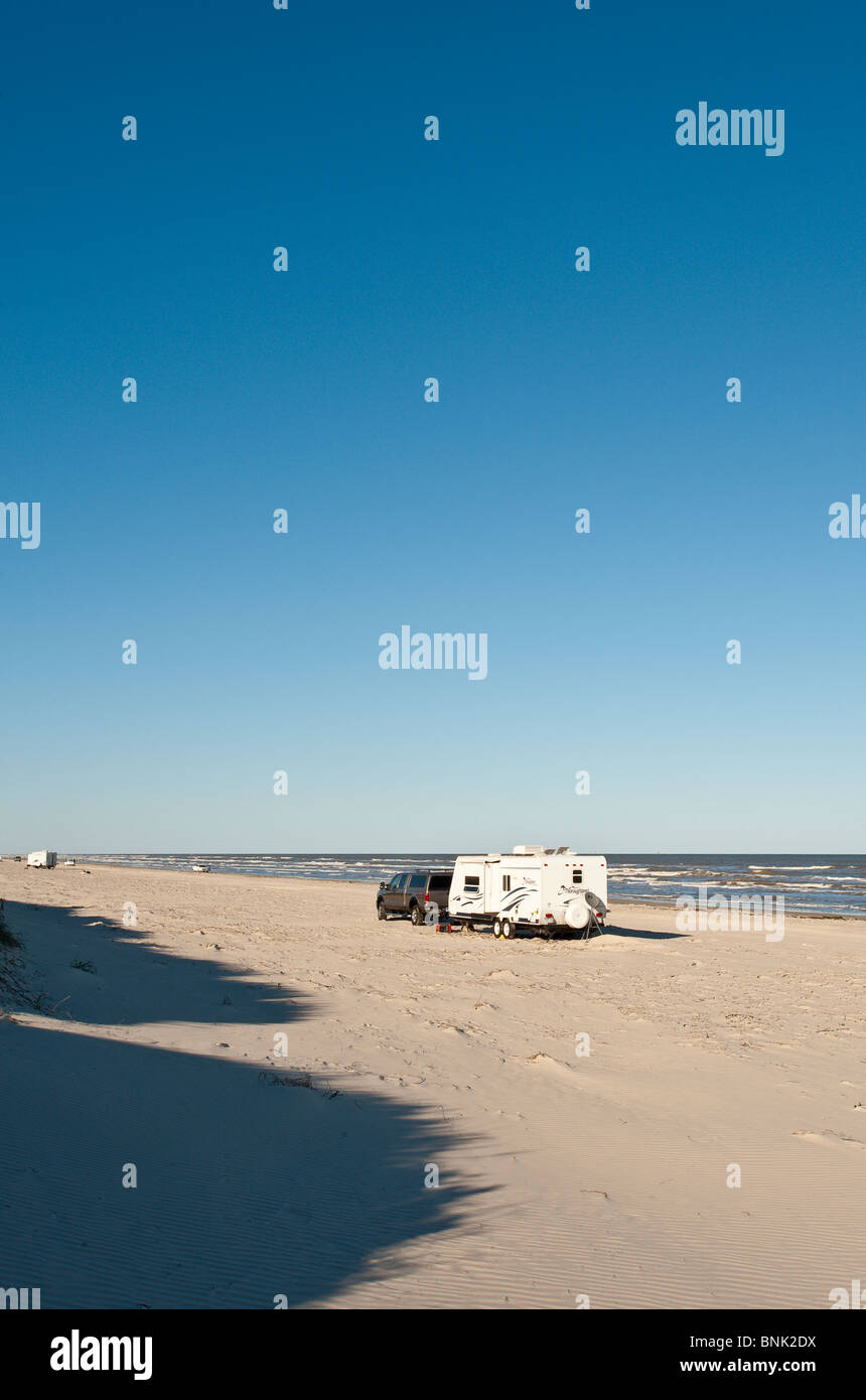 Texas, Padre Island. RV campers in Padre Island National Seashore Stock ...