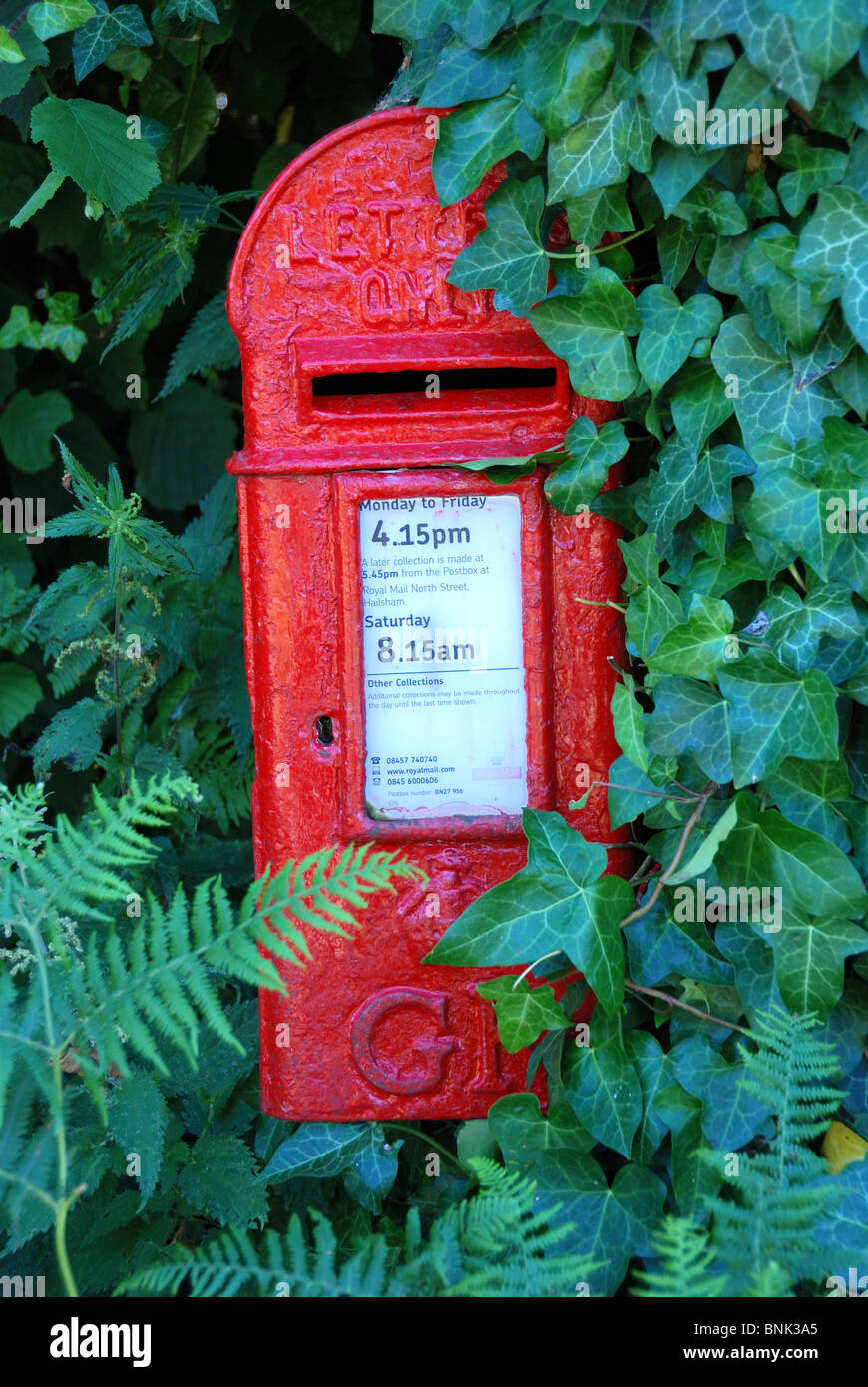 A Red Royal Mail Post Box Covered In Ivy Stock Photo - Alamy