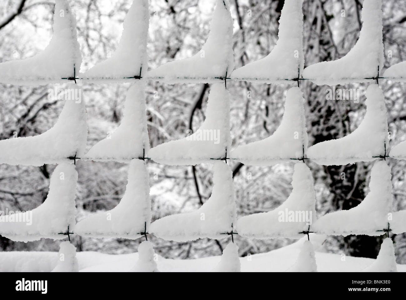 Snow Covered Fence Stock Photo - Alamy