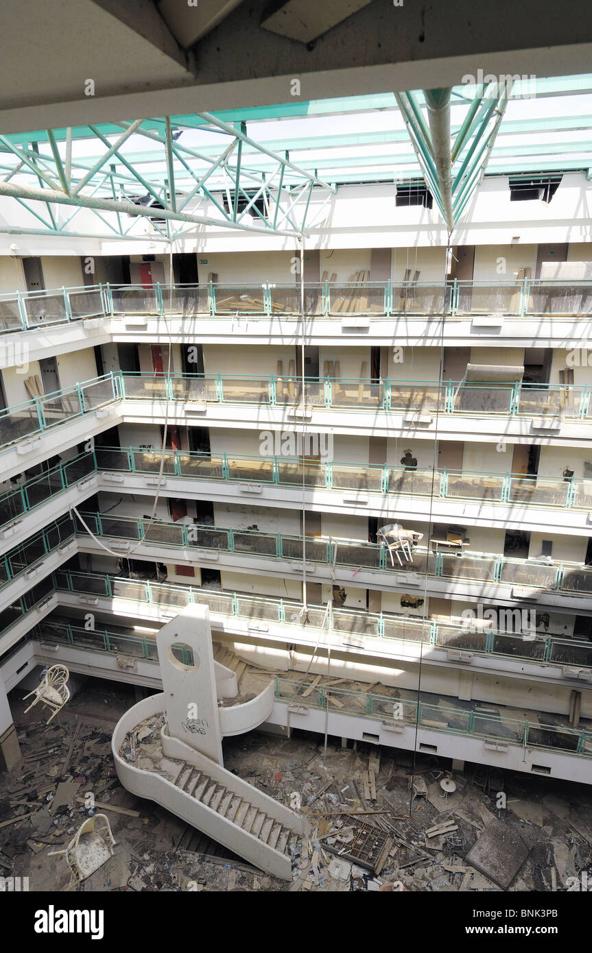 Fire damage in deserted hotel Stock Photo - Alamy