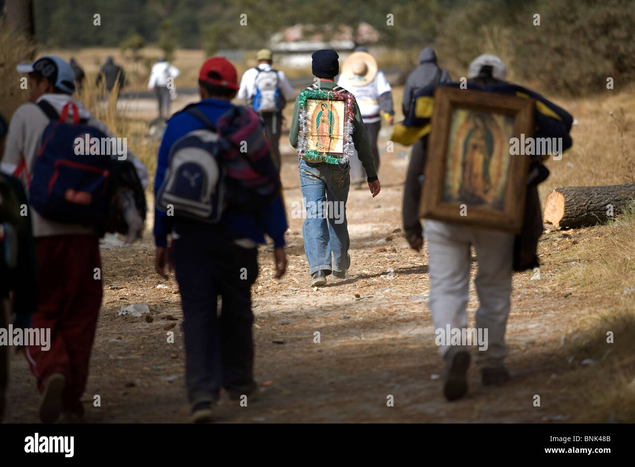 Pilgrims walk to the Virgin of Guadalupe Basilica on the outskirts of ...