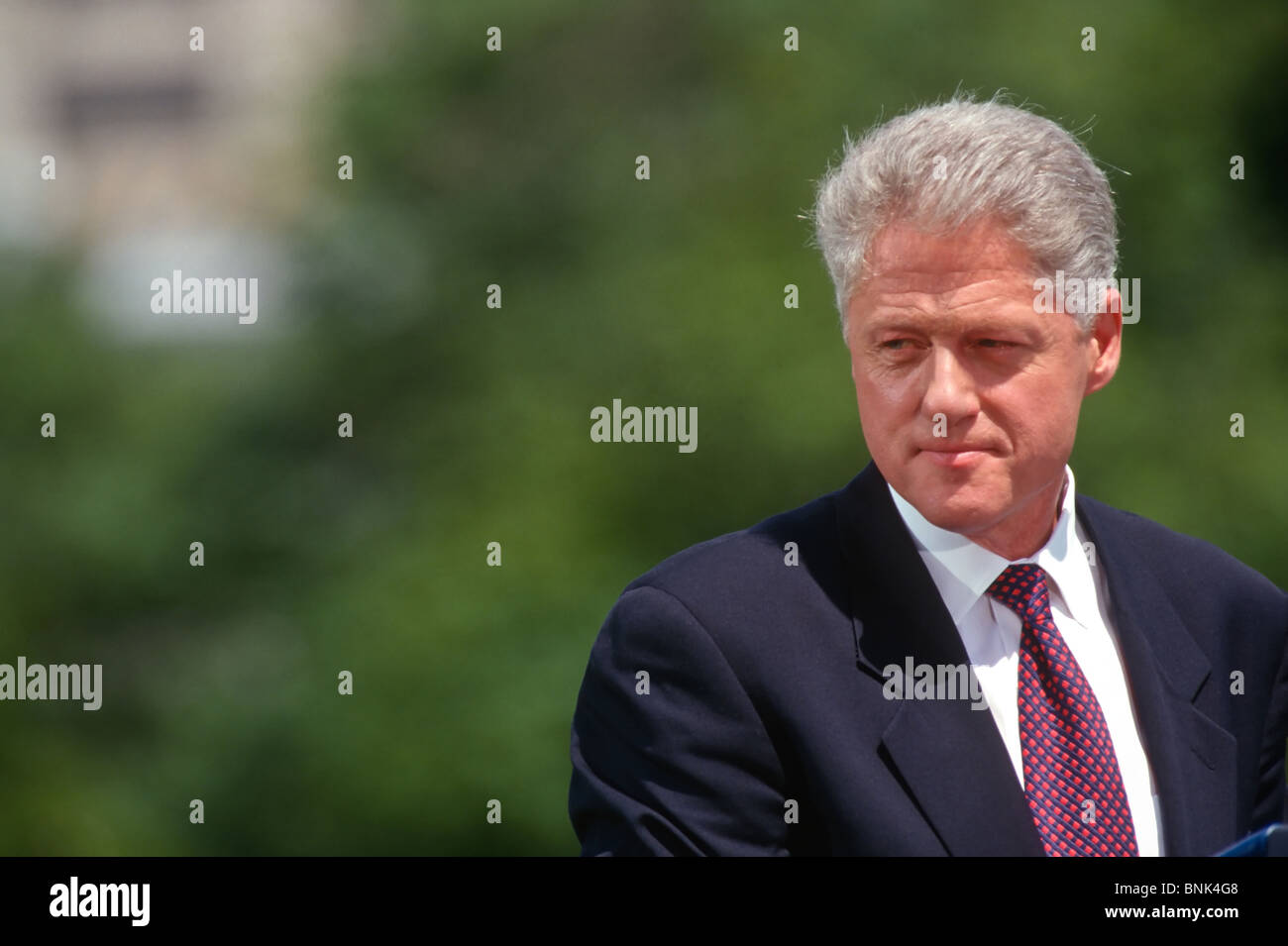 US President Bill Clinton during a press conference on the South Lawn ...