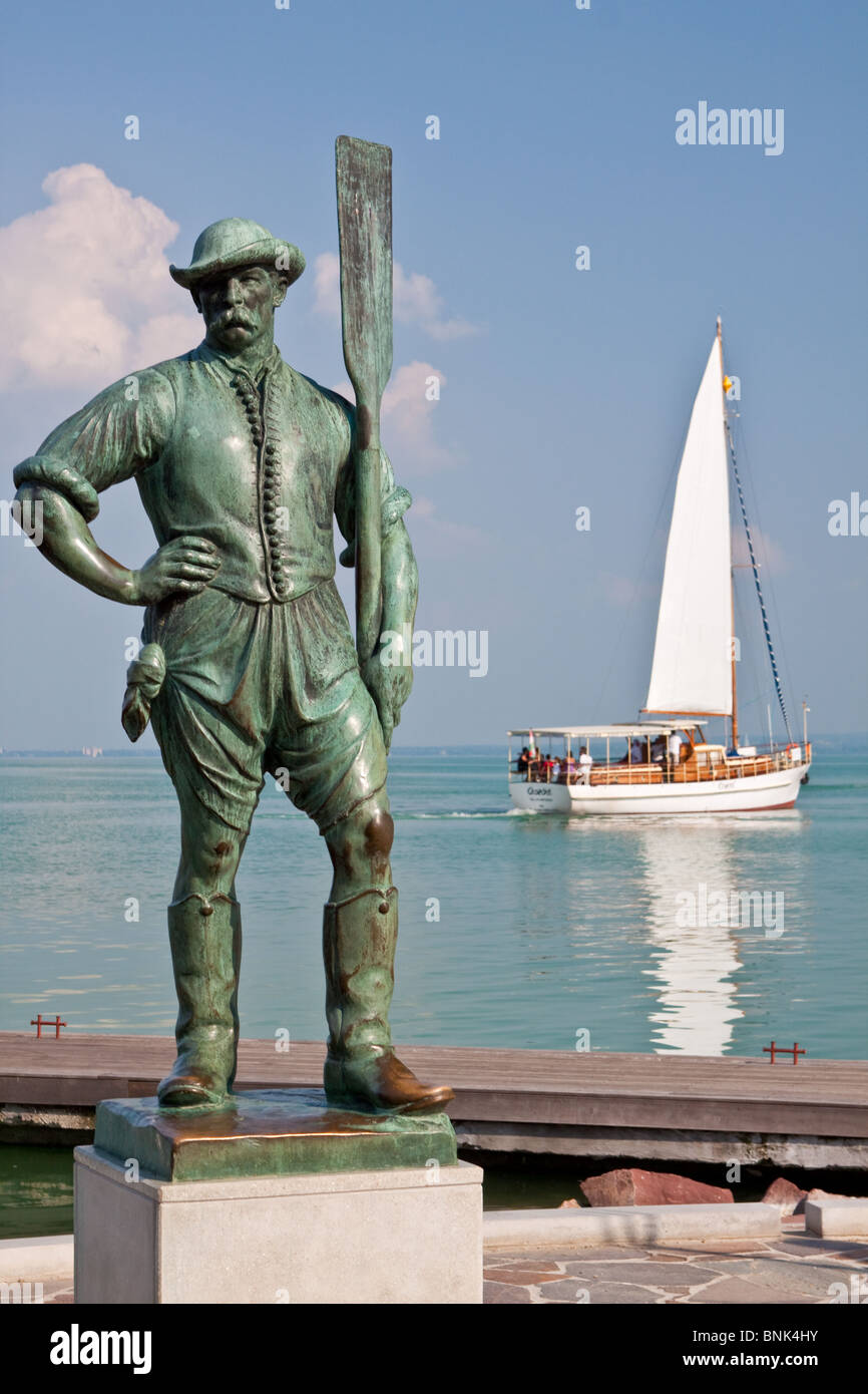 Fisherman ferryman statues landmarks balatonfured hi-res stock ...