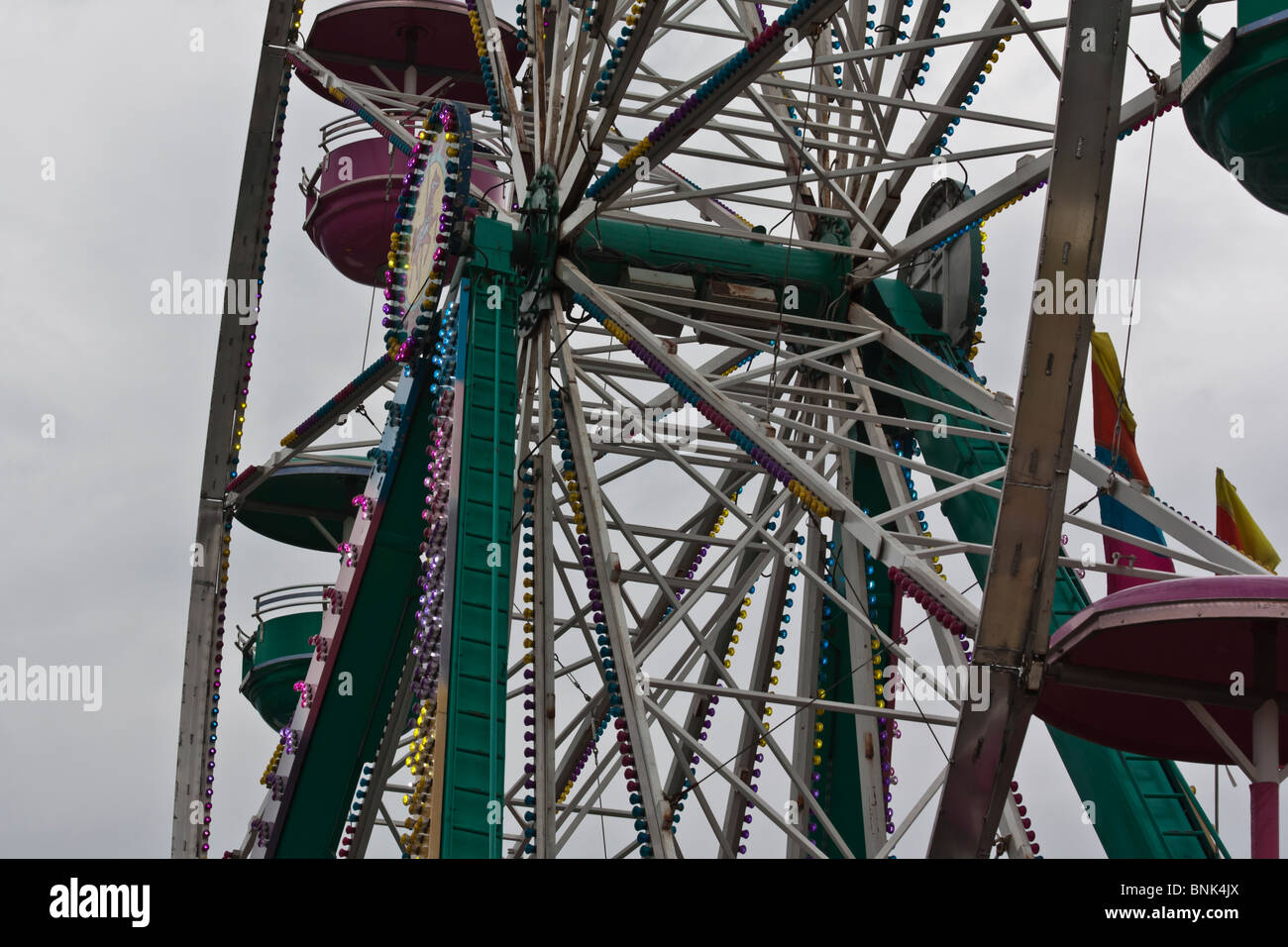 A Ferris wheel at Holland Michigan in USA US low angle from below ...