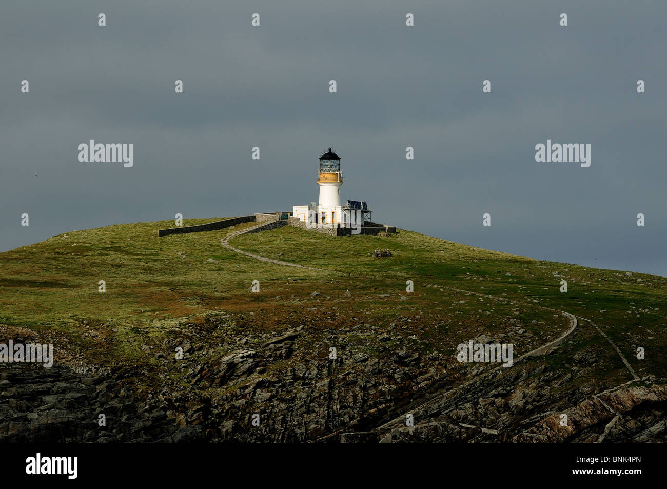 Flannan Islands Lighthouse (21 miles west of Lewis), the Atlantic Ocean ...