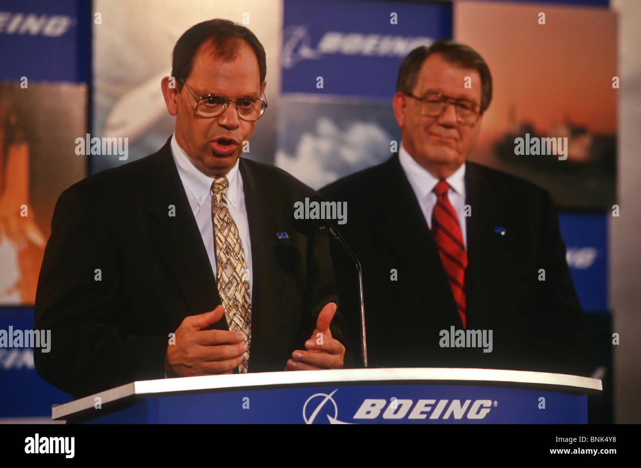Harry Stonecipher, CEO of airplane manufacturer McDonald Douglas with ...