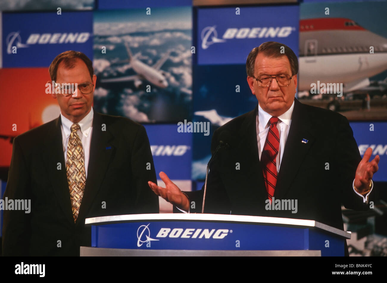 Harry Stonecipher, CEO of airplane manufacturer McDonald Douglas with ...