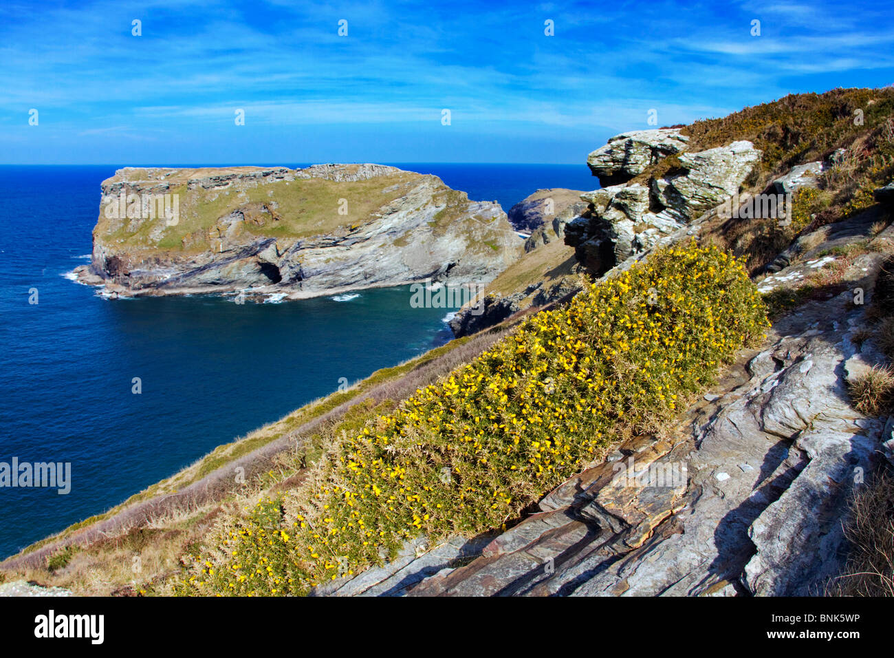 Tintagel; cliffs and castle; Cornwall Stock Photo - Alamy
