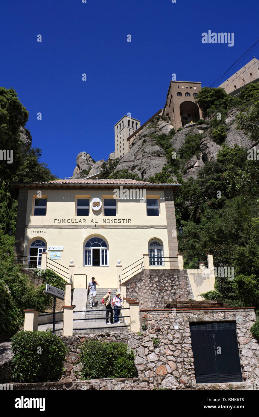 The lower station of Funicular de Santa Cova, Montserrat (serrated ...