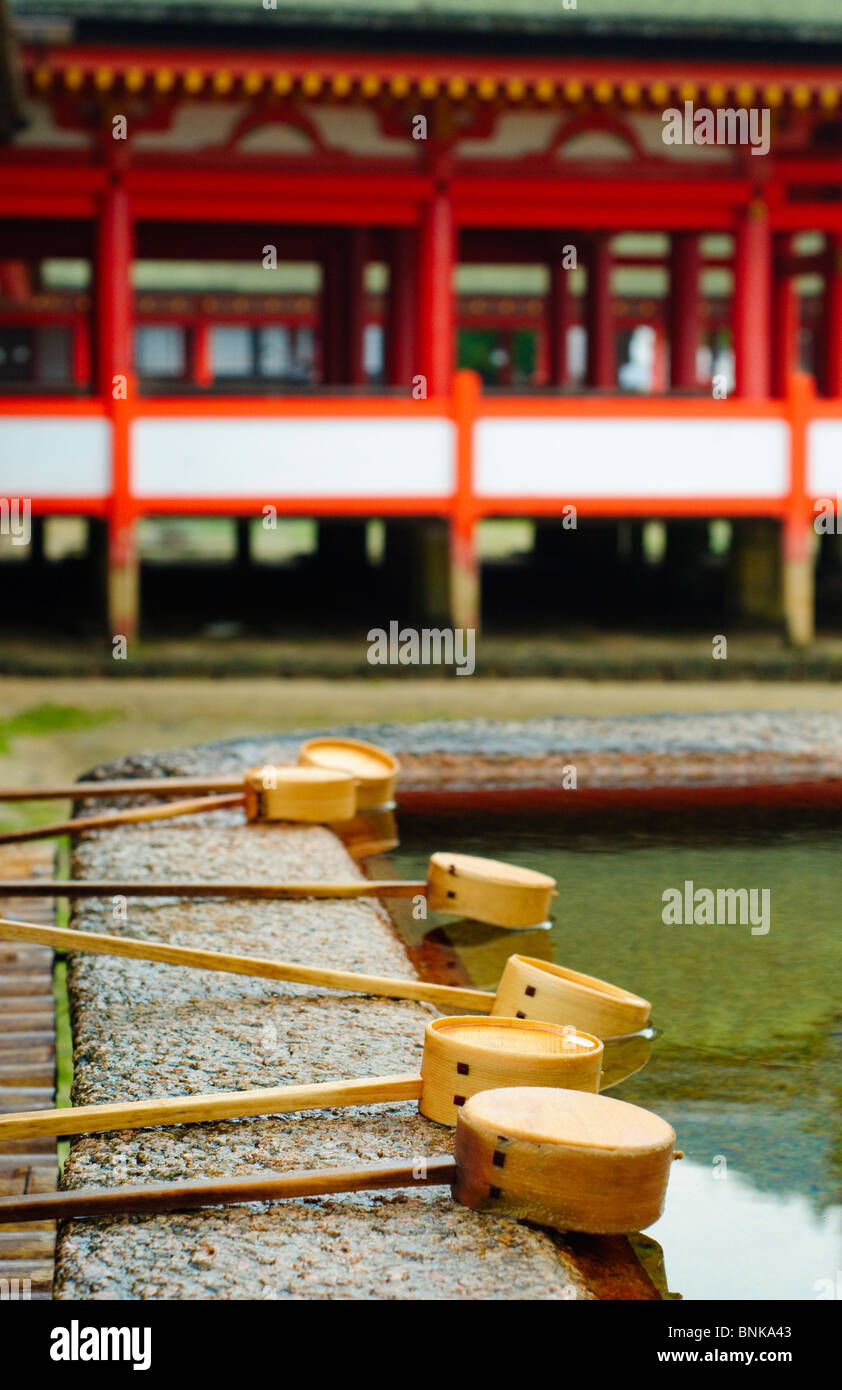 Chozu-bachi at Itsukushima Shrine, Miyajima, Honshu, Japan Stock Photo ...